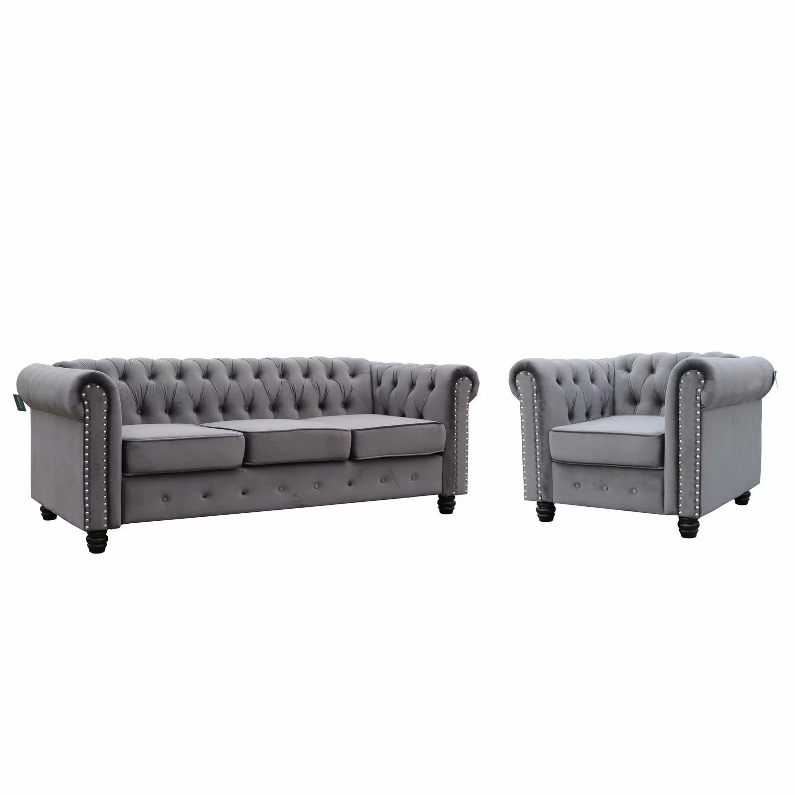 Morden Fort Modern Contemporary 2 Piece of Accent Chair and Sofas Set with Deep Button Tufting ...
