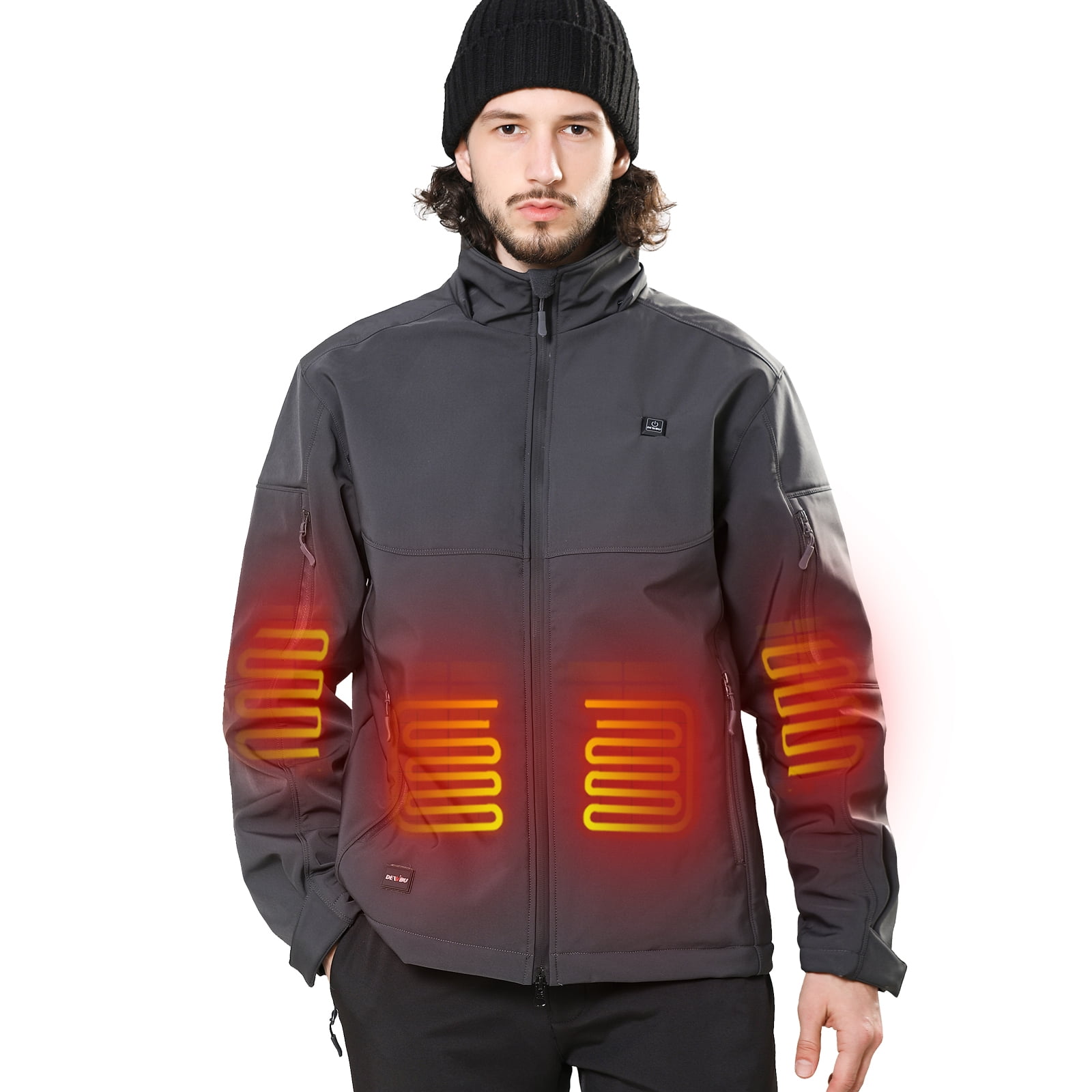 DEWBU Soft Shell Heated Jacket for Men with 12V Battery Pack and ...