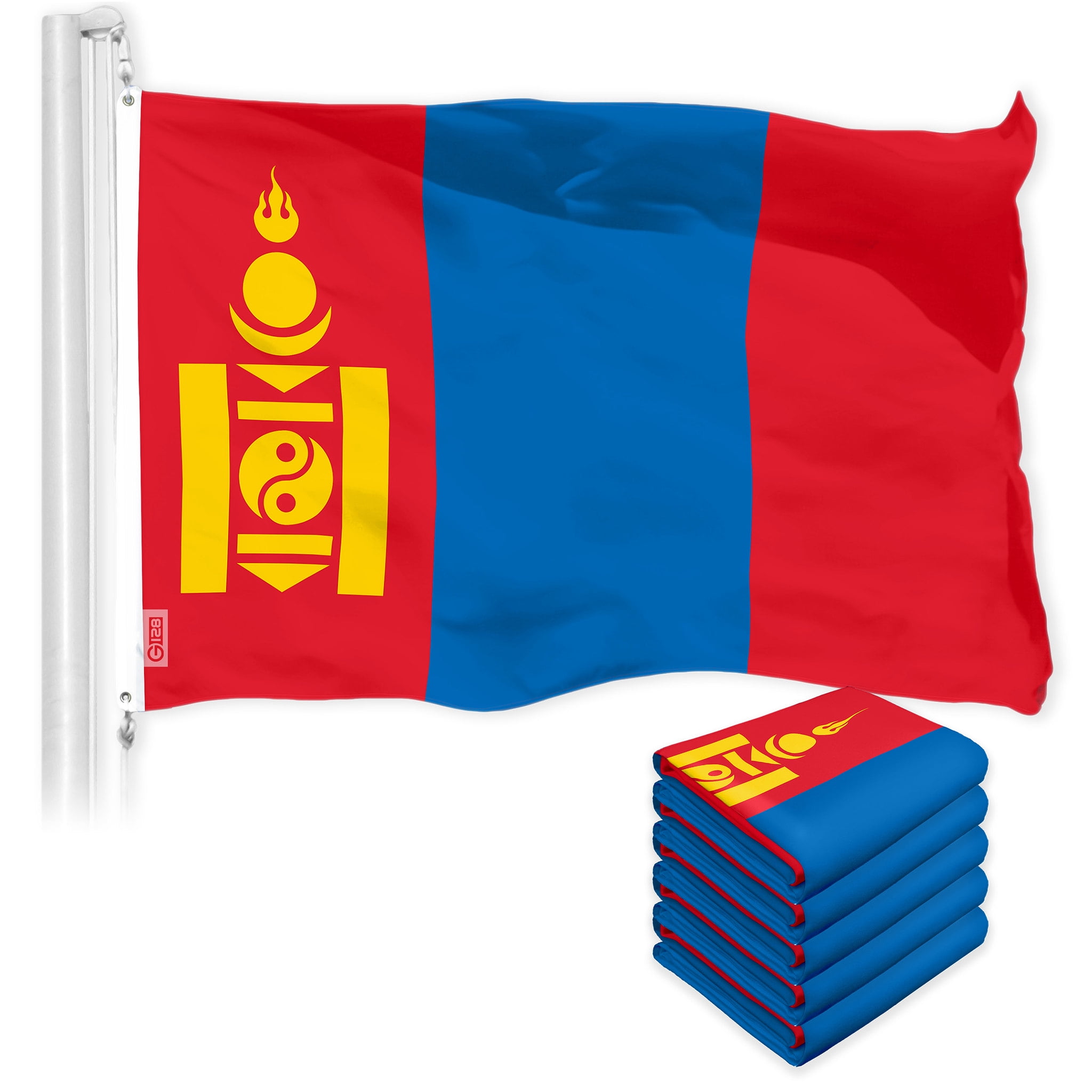 G128 5 Pack: Mongolia Mongolian Flag | 3x5 Ft | LiteWeave Pro Series ...