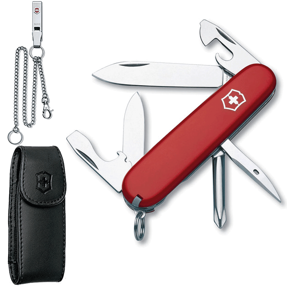 Victorinox Swiss Army Tinker Pocket Knife + Leather Pouch + Belt Hanger ...