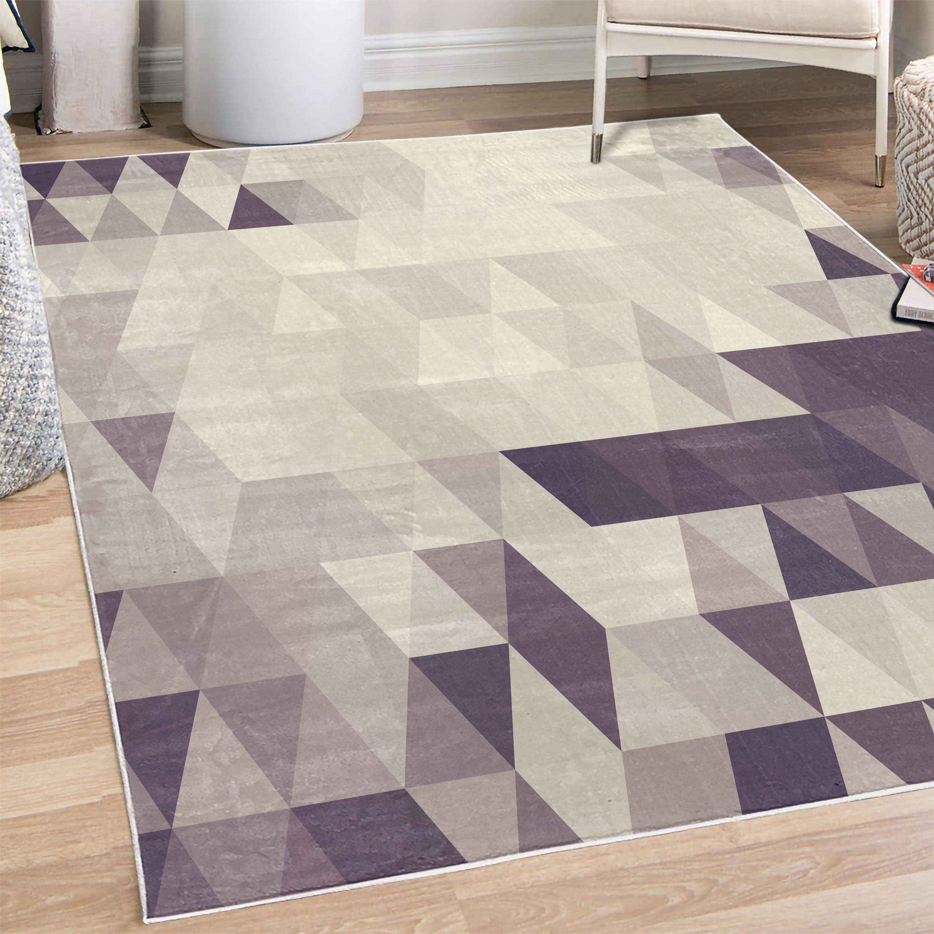 Geometric Decorative Rug, Triangle Mosaic Shapes Patterns with Abstract ...