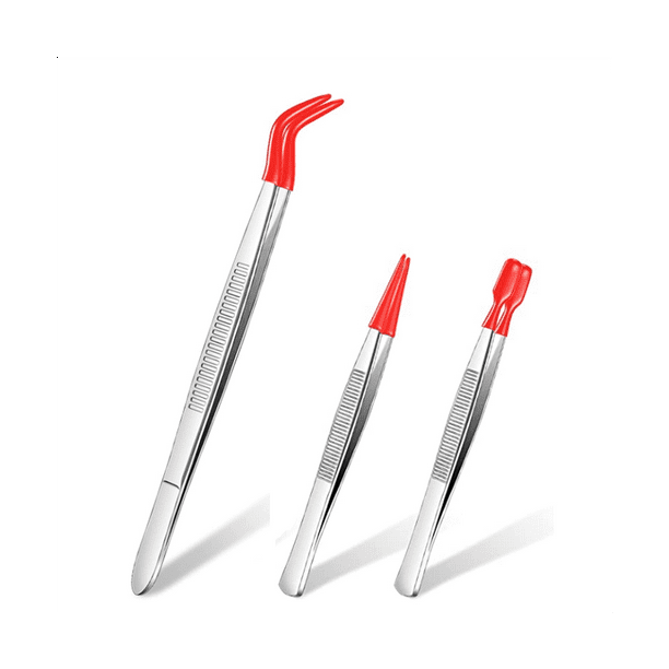 3 Pieces Tweezers with Rubber Tips Tweezers PVC Coated Tweezers Set ...