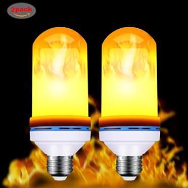 2-Pack LED Flame Effect Fire Light Bulbs E26 Flickering Fire Atmosphere ...