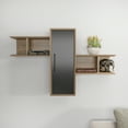 Olida 57'' Wide Slim Wall Cabinet with Storage, 2 Shelves, Walnut Black ...