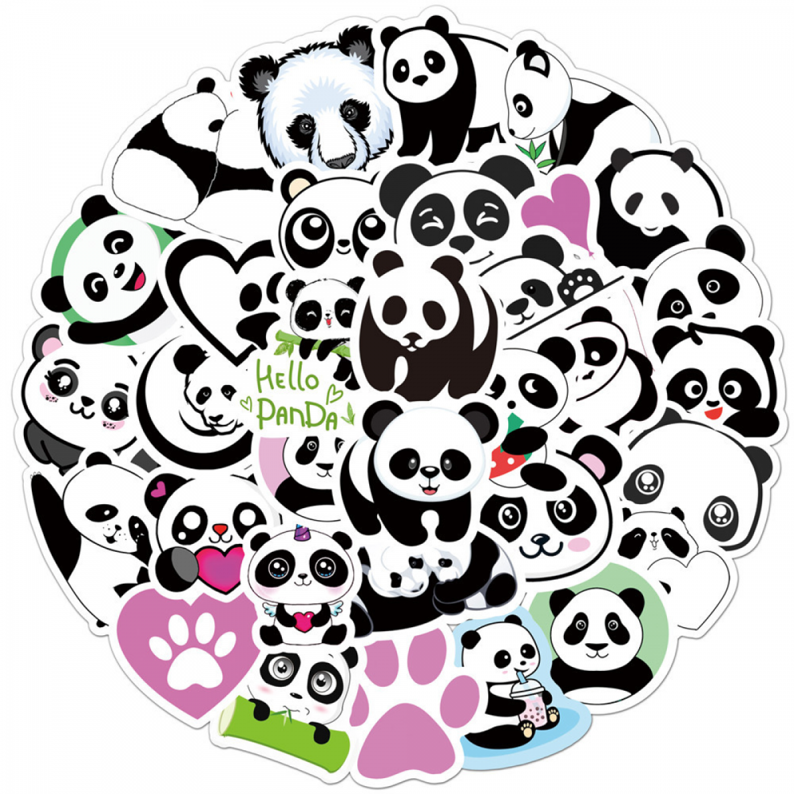 50 pegatinas de pandas, pegatinas de animales de dibujos animados para ...