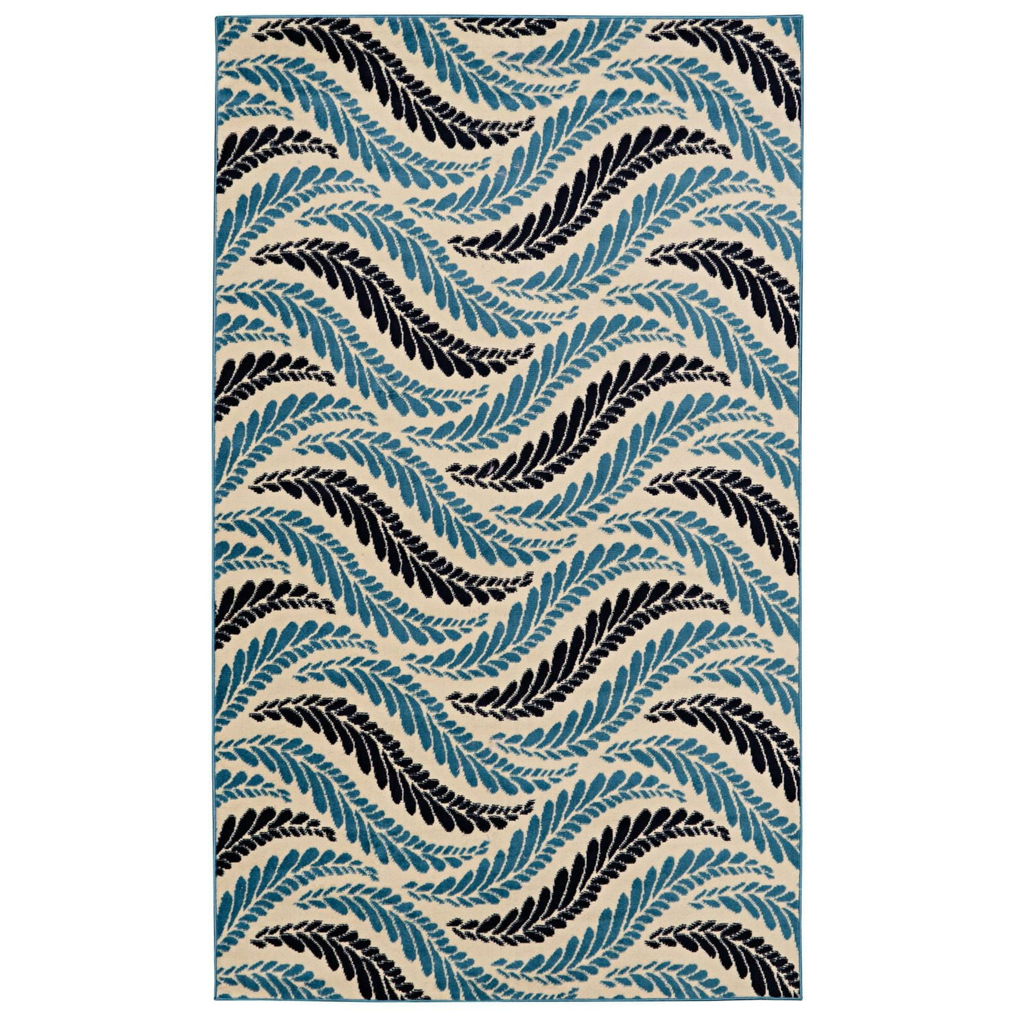 Linon Capri Bridger Bone & Blue 4 3 X 7 3 Area Rug 4 Ft. 3 In. X 7 Ft. 3 In.
