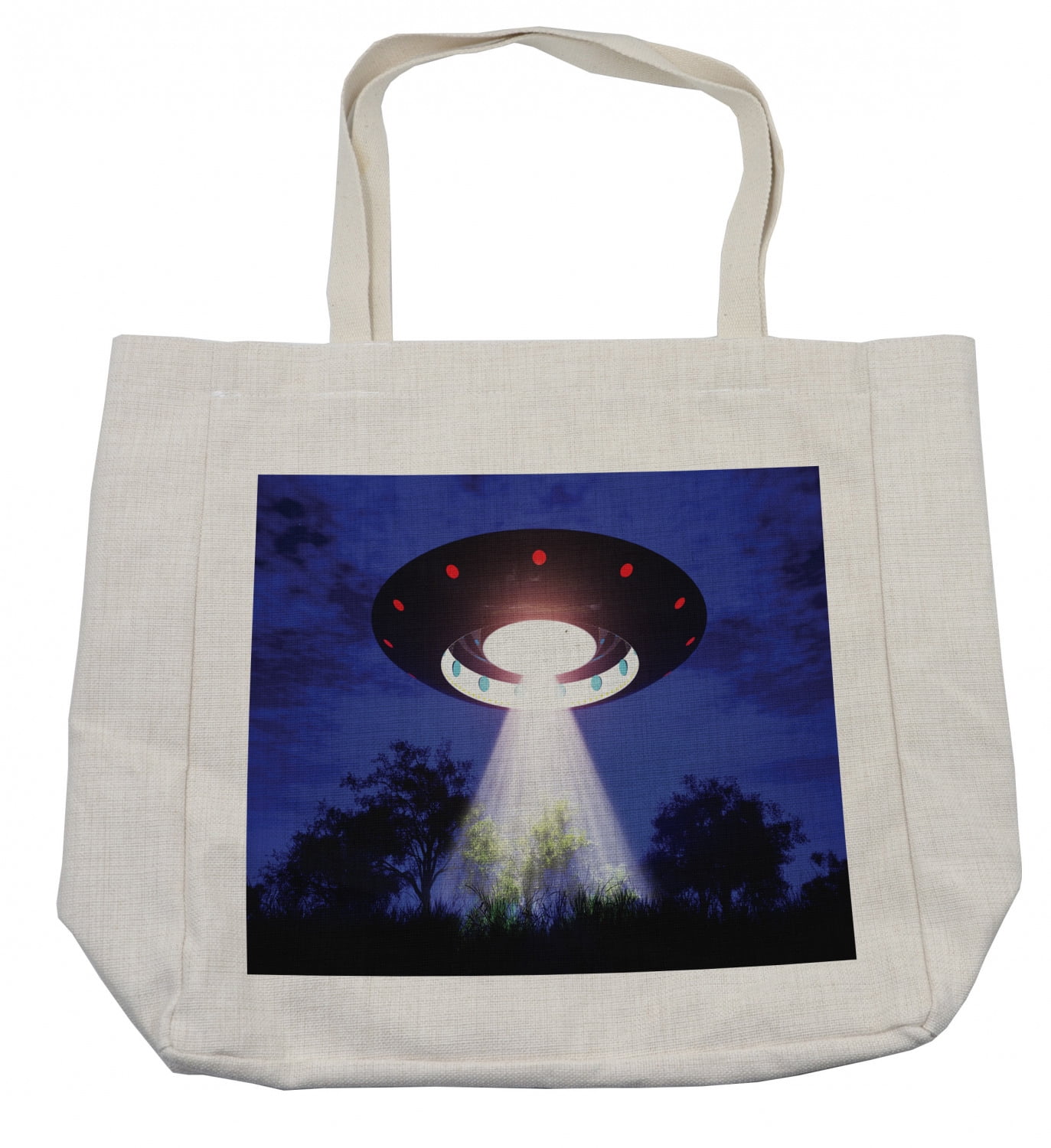 UFO Shopping Bag, Night Scenery with Aliens Space Travel Science ...