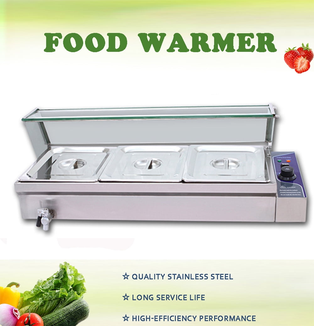 INTBUYING 3-Pan Food Warmer Commercial Buffet Food Warmer Stainless ...