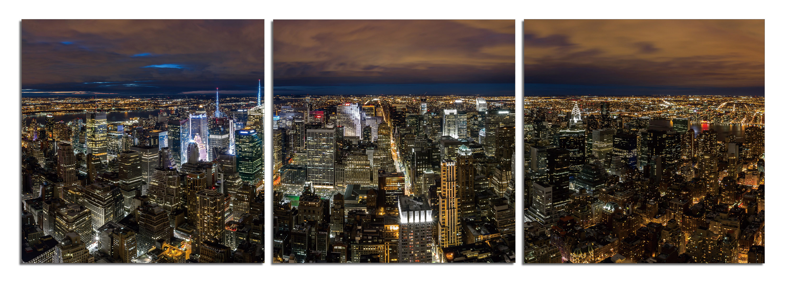 3 Panel Photo Big Canvas Wall Art - NYC at Night - 3 Panel Canvas Photo ...