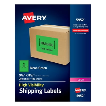 Avery Neon Shipping Labels, 5-1/2" x 8-1/2", 200 Labels (5948 ...