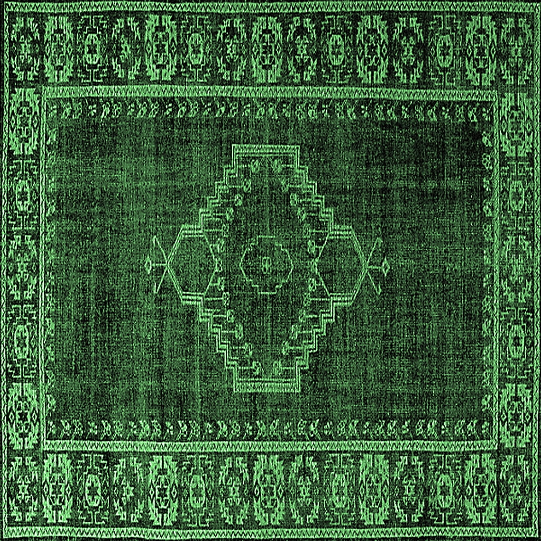 Ahgly Company Indoor Square Persian Emerald Green Bohemian Area Rugs, 5 ...