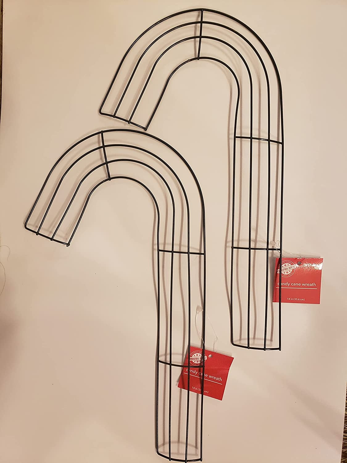 Holiday Metal Wire Candy-Cane-Shaped Wreath Forms, (2) 14-inch. for ...