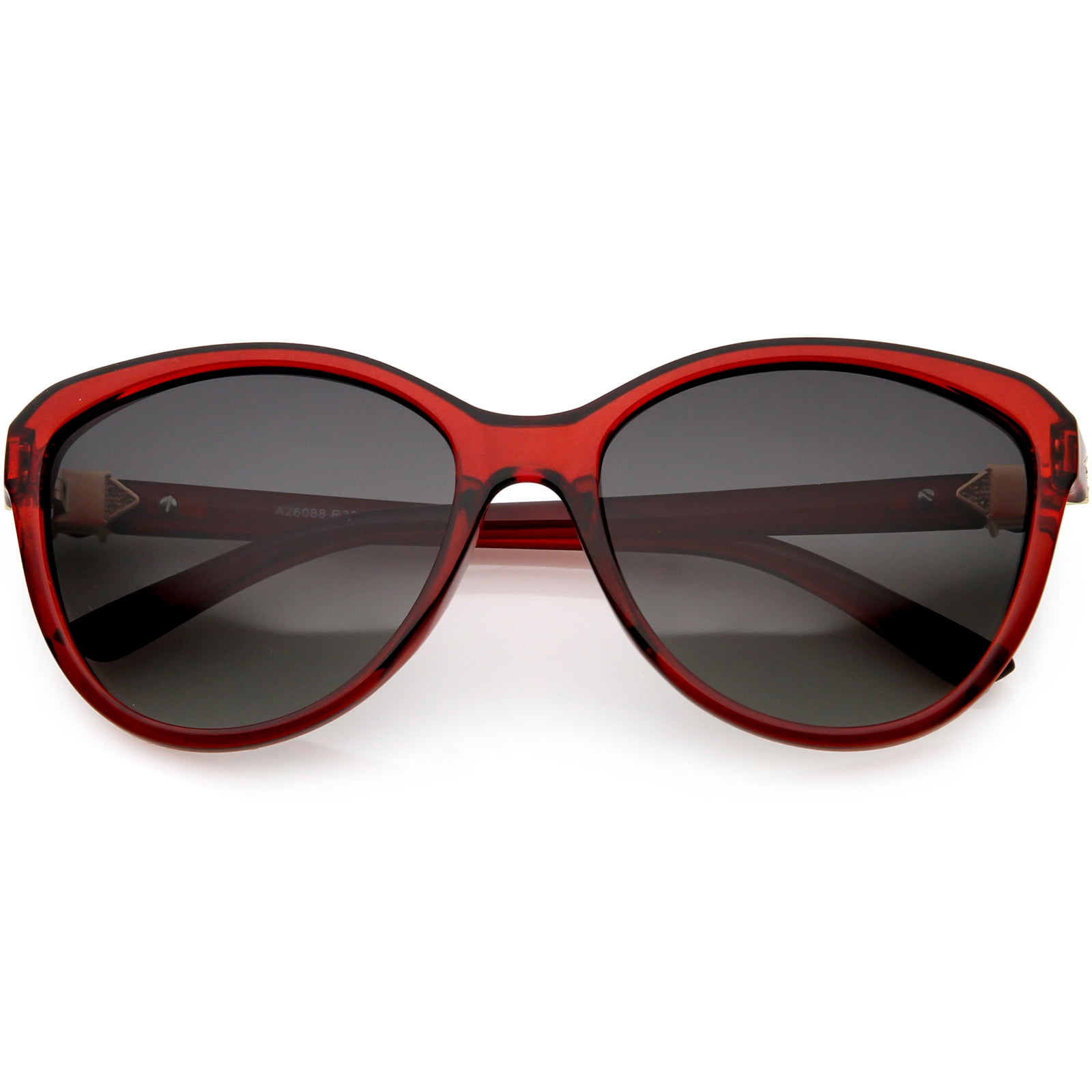 Women's Rhinestone Accented Cat Eye Sunglasses Polarized Lens 58mm (Red ...