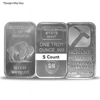 Lot of 5 - Silver Generic Bullion Coins .999 Fine, 1 oz Rounds ...