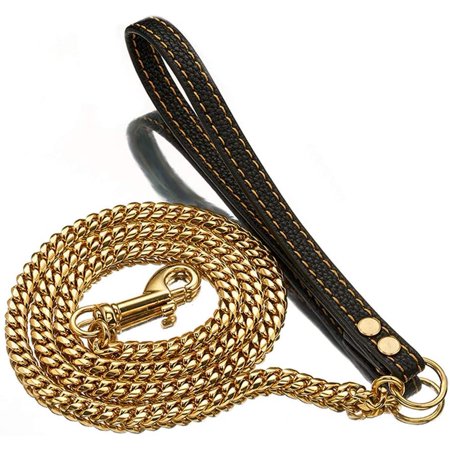 4ft Dog Leash Metal Long 18K Gold Chew Proof Indestructible Cool Best ...