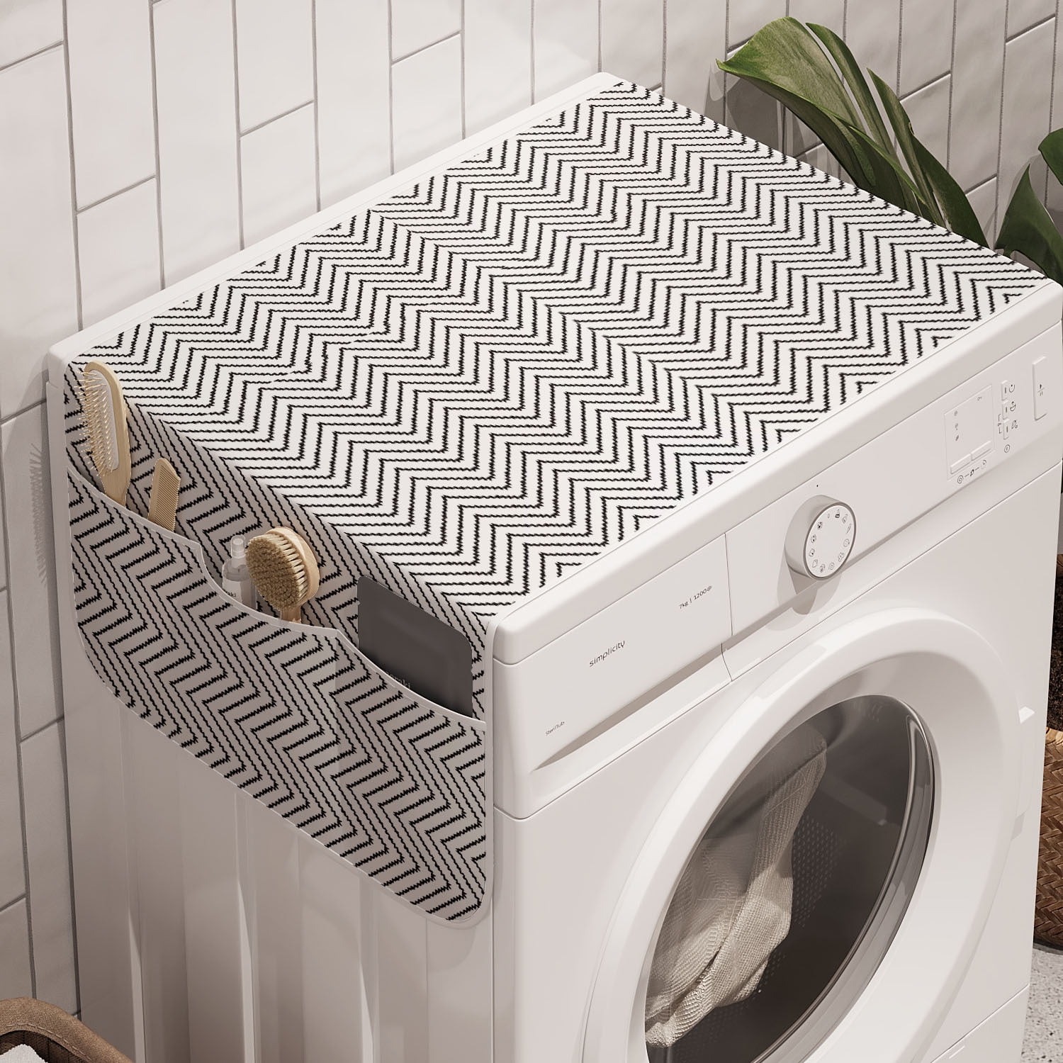 Modern Washing Machine Organizer, Geometric Triangle Shapes Zig Zag ...