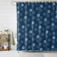 Bathroom Shower Curtain Abstract Flower on Navy Blue Waterproof Shower ...