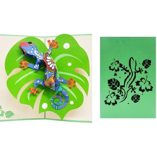 CHL-3D Colorful Lizard Pop Up Card, 3D Animal Pop Up Card, Nature Card ...