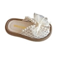 Beige Spring Summer Solid Color Pearl Soft Soled Sandals For Toddler ...