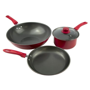 Smart Home 4-Piece Non-Stick Cookware Set in Red - Walmart.com