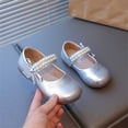 AVRNLIQ Girls Silver Faux Pearl Mary Jane Flats Kids Kids Comfortable ...