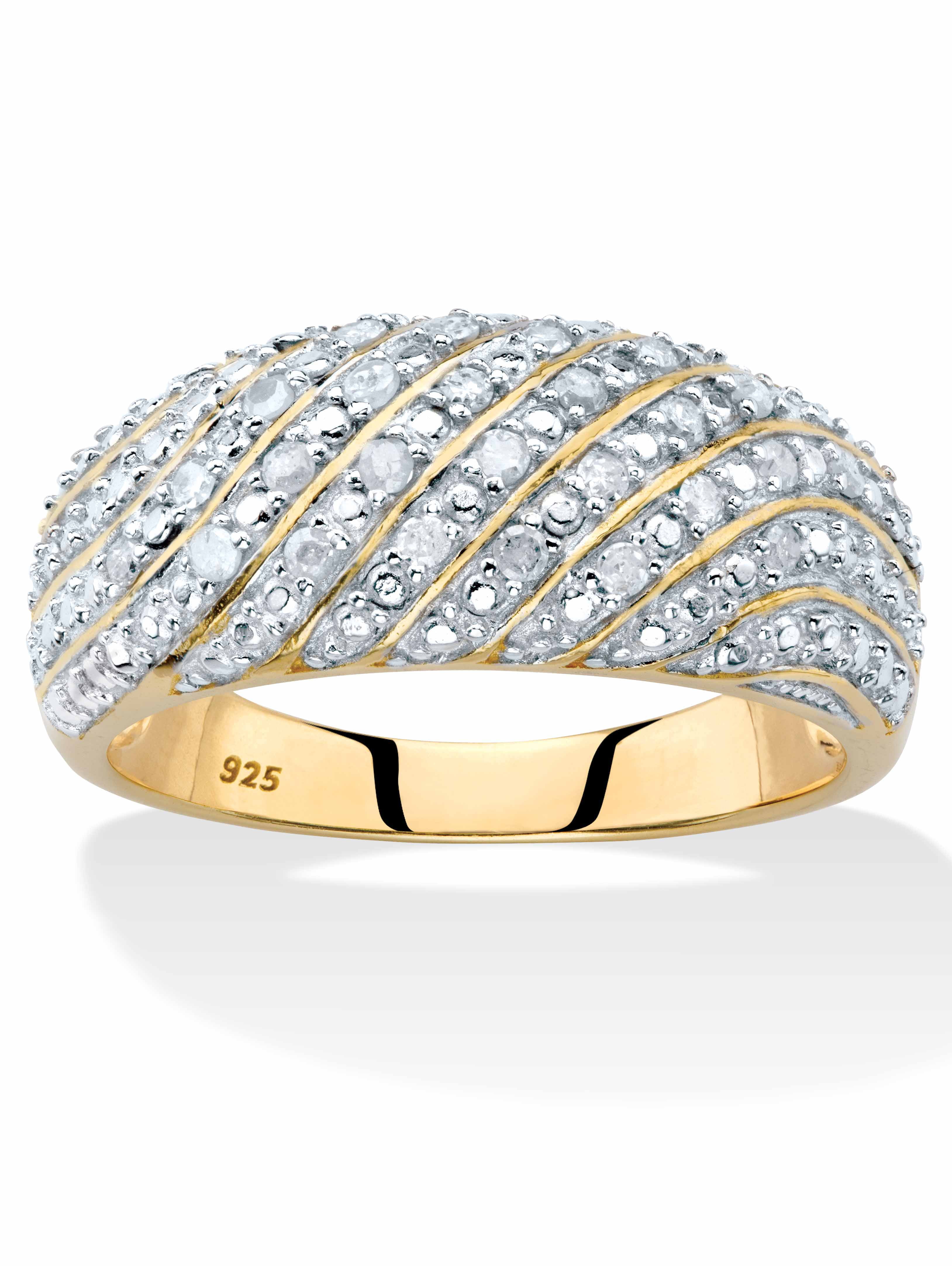 PalmBeach Jewelry Pave Diamond Multi-Row Dome Ring 1/4 TCW in 14k Gold ...