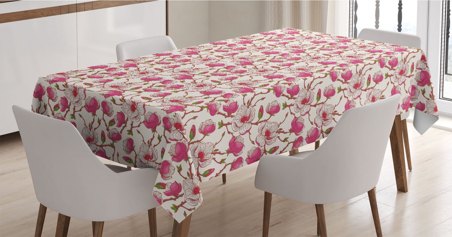 Flower Tablecloth, Romantic Spring Branches Bursting into Flowers Pink ...