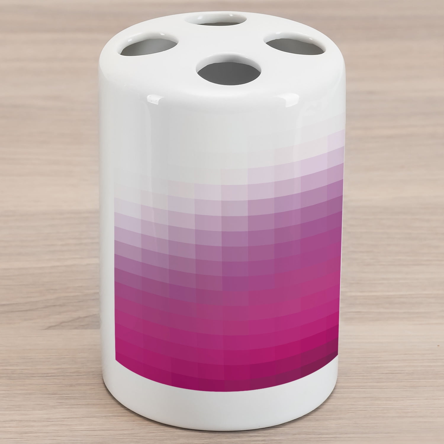 Hot Pink Ceramic Toothbrush Holder, Modern Art Mosaic Tiles Gradually ...