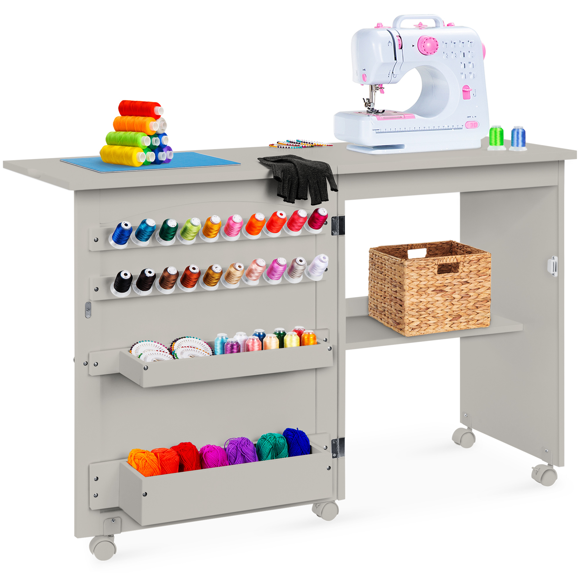 Buy Best Choice Products Sewing Machine Table & Desk w/ Craft Storage ...