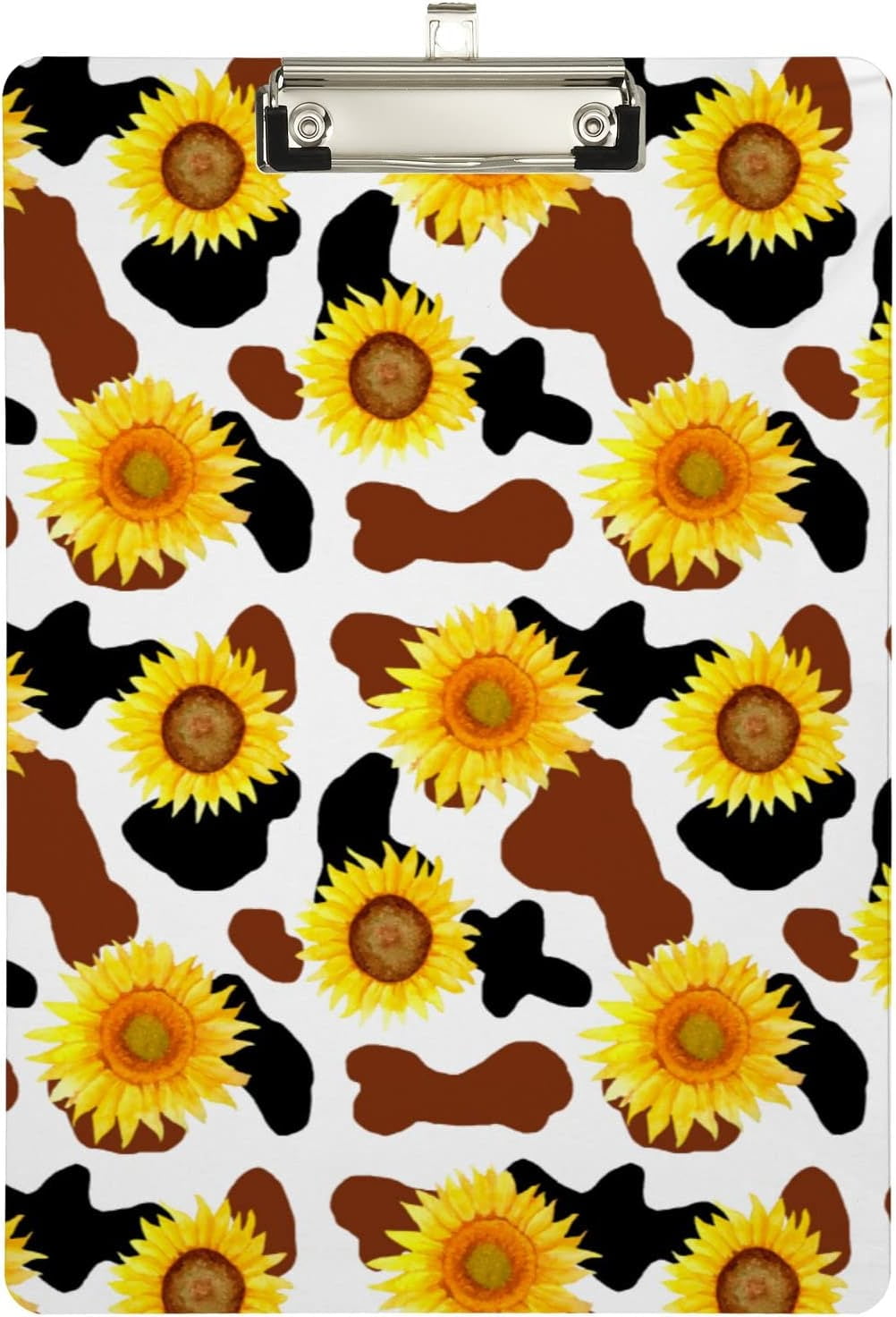 ZHANZZK Cow Print Sunflower Clipboard Hardboard Wood Nursing Clip Board ...