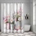 Bathroom Shower Curtain Farm Gradient Pink Purple Floral Waterproof ...