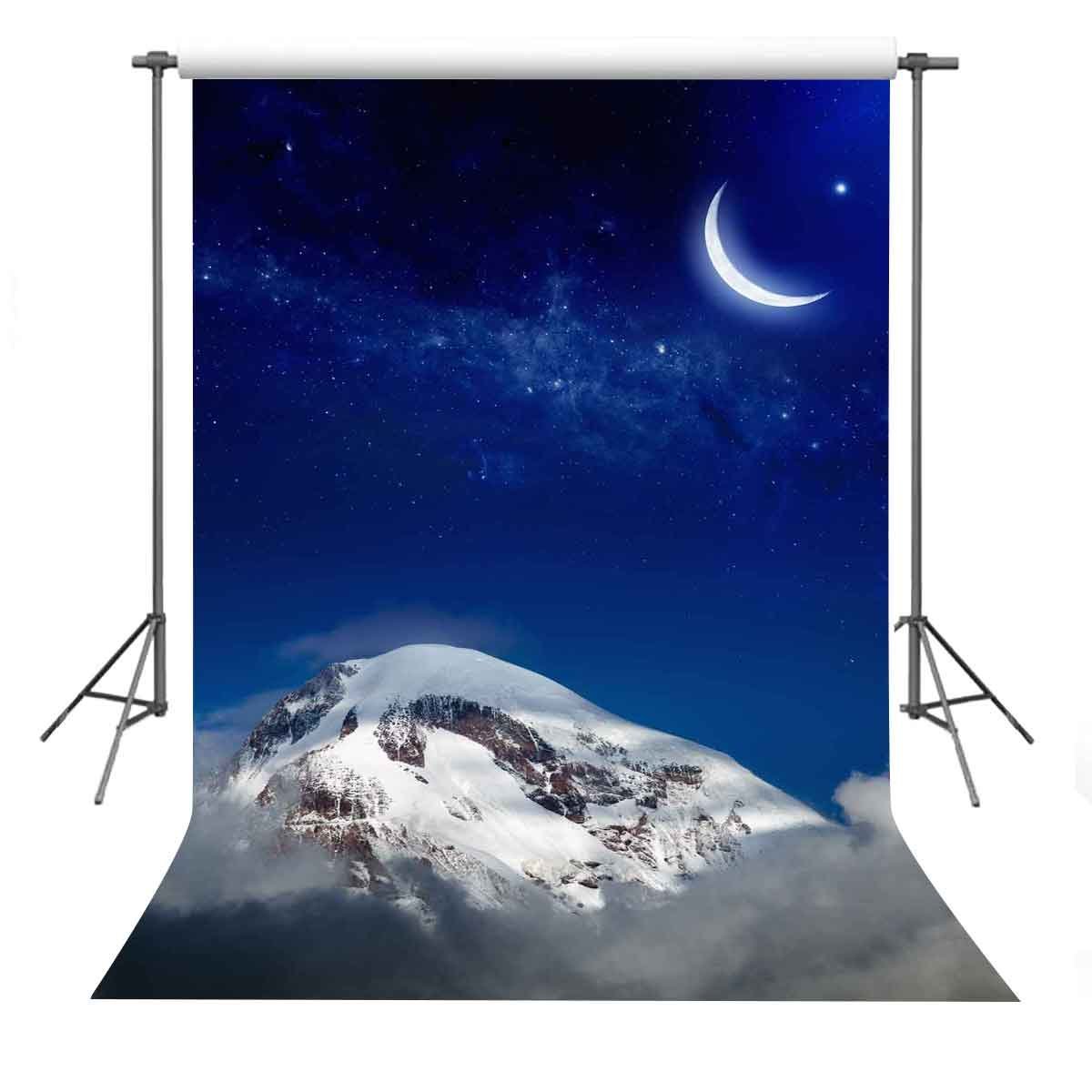 MOHome 5x7ft Snow Mountain Under the Moon Photography Backdrop Night ...