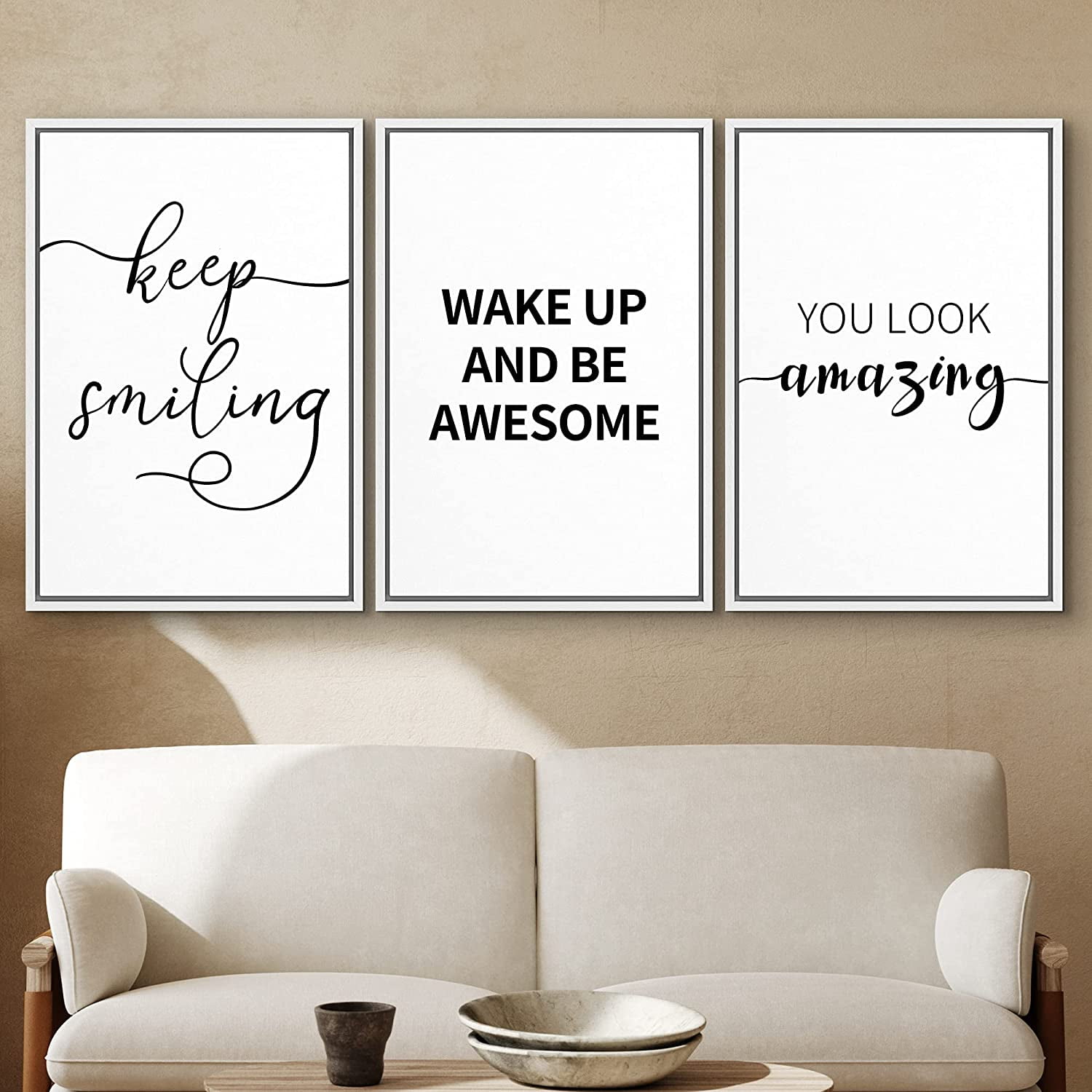 PixonSign Framed Wall Art Print Set Stay True Word Art Inspirational ...
