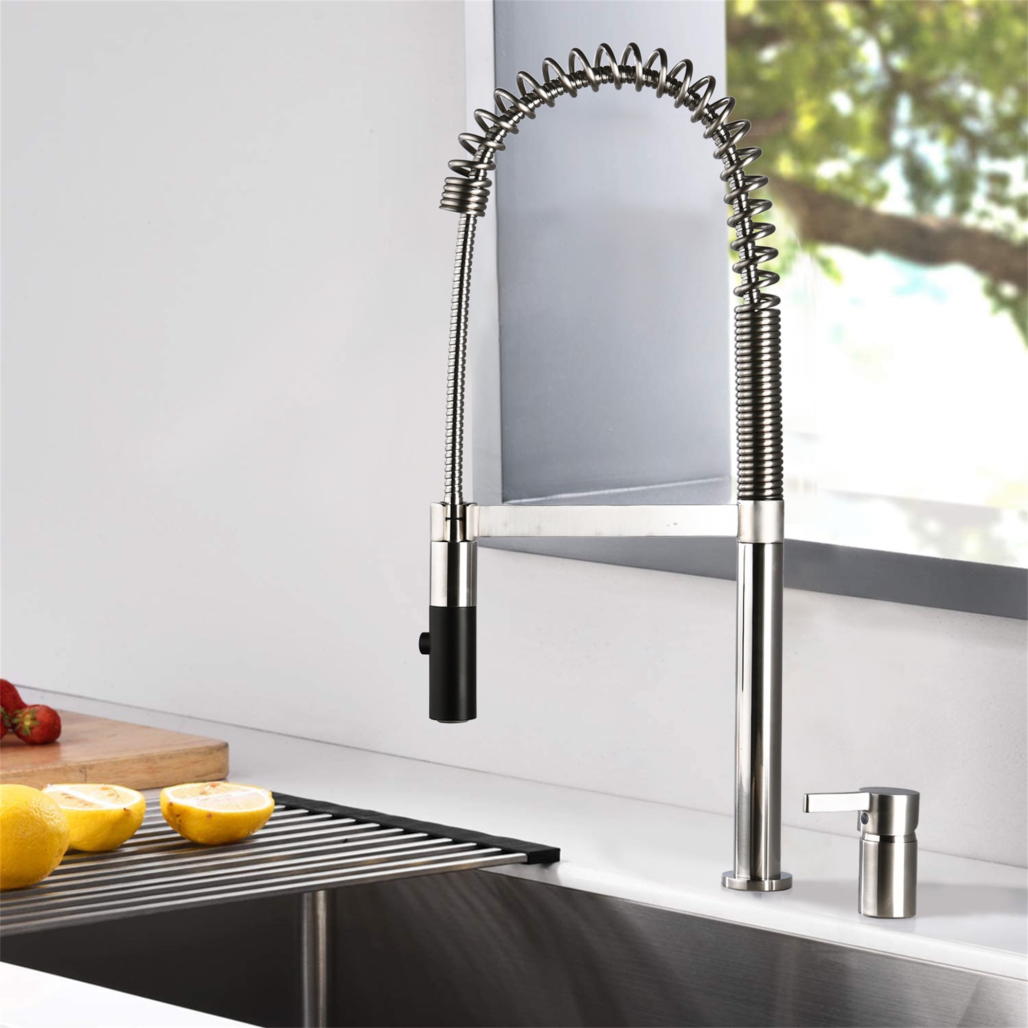 Cfowner Single Handle Faucet, High Arc Spring Kitchen Sink Faucet with ...