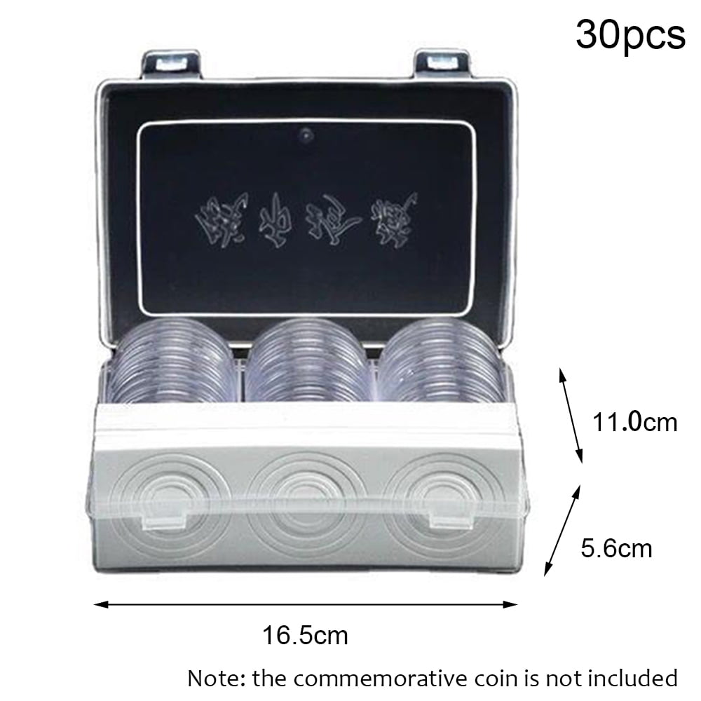 AOZBZ 30pcs Mini Coin Box with plastic coin holders Storage Case Holder ...