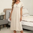 Akafmk Nightgowns for Women Knitting Pajamas Dress Round Neck Short ...
