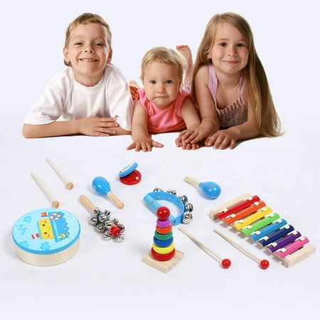 Kids Musical Instruments Sets, 12pcs Wooden Percussion Instruments Toys ...