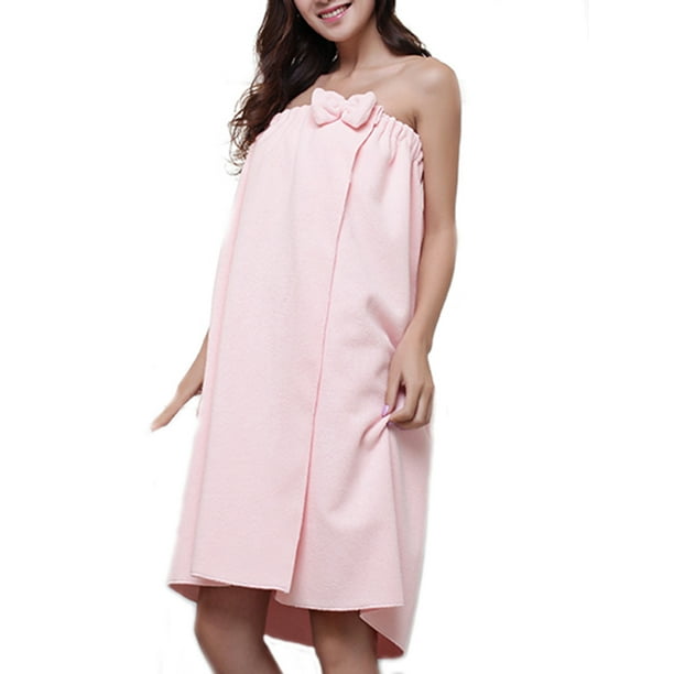Esho - Women Microfiber Shower Robe Bath Towel Bowknot Body Wrap Towel ...