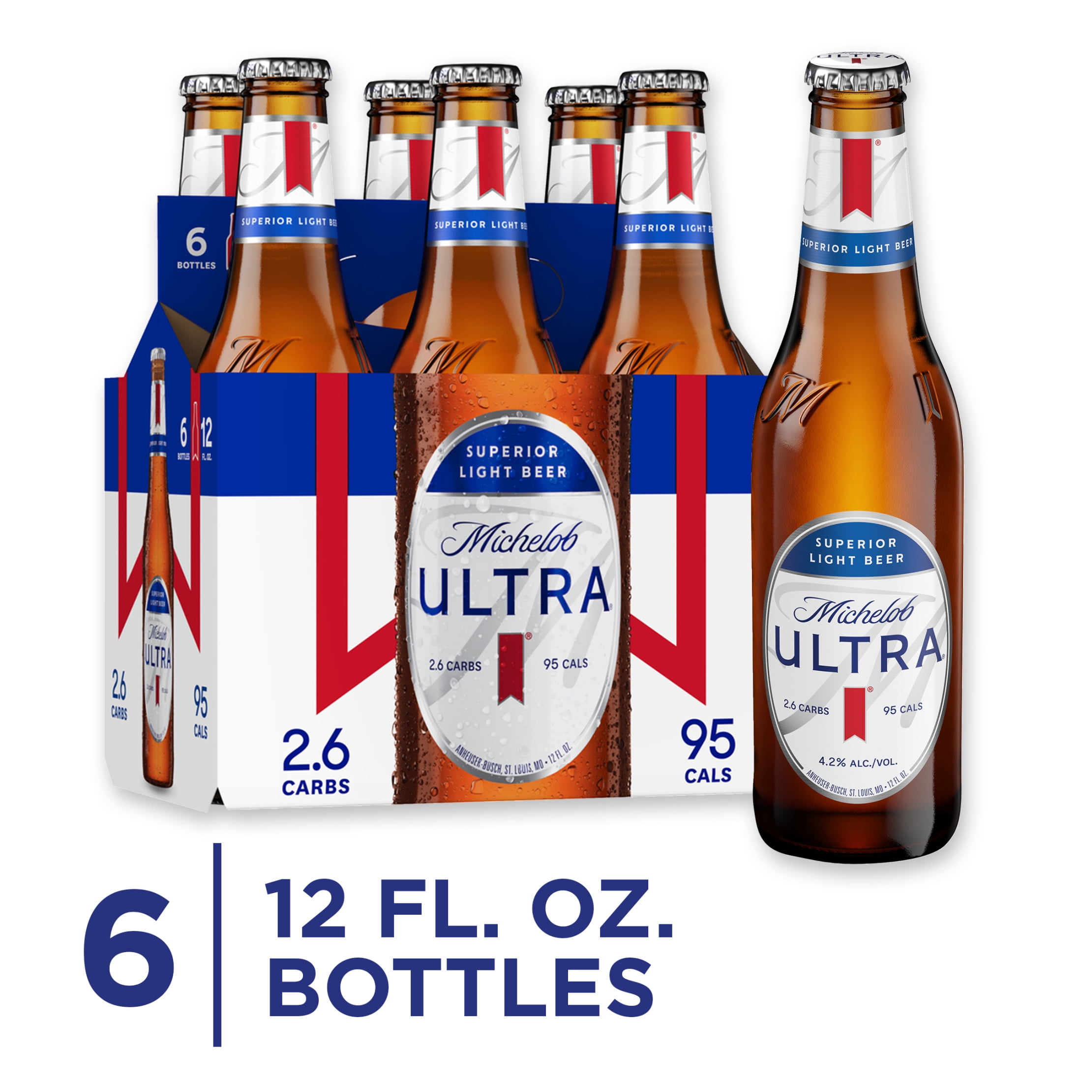 Michelob ULTRA Light Beer, 6 Pack Beer, 12 FL OZ Bottles, 4.2% ABV ...