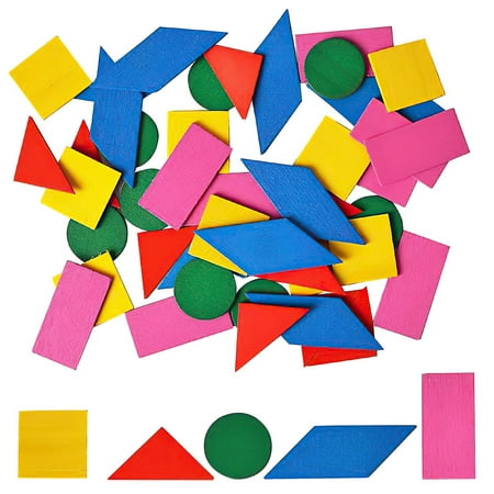 Geometric Shape, 100pcs Wooden Round Rectangle Triangle Parallelogram ...