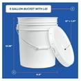 3.5 gallon Food Grade White Plastic Bucket with Handle & Lid - Set of 6 ...