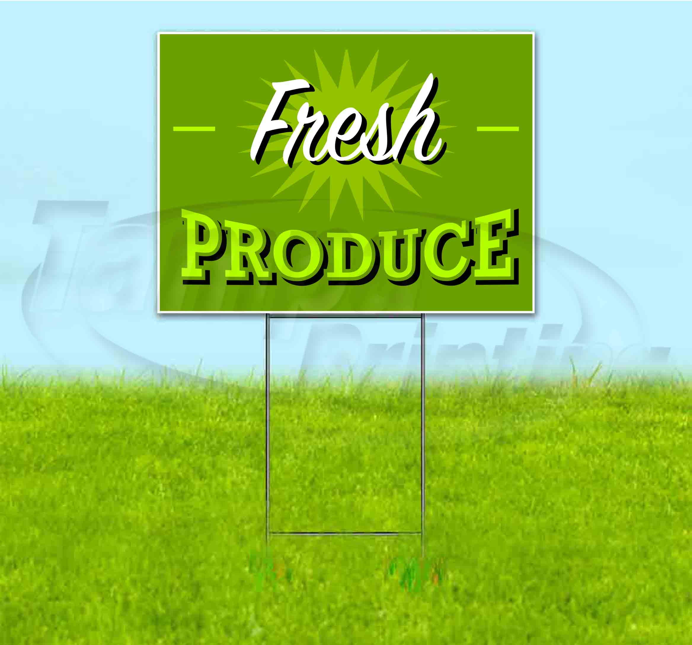 Fresh Produce (18" x 24") Yard Sign, Includes Metal Step Stake ...