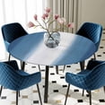 Blue Ombre Round Table Cover, Abstract Navy Blue Ombre White Stripes ...