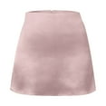 CUZIBR Women'S Stain Skil Mini Skirt A Line Solid Color High Waist ...