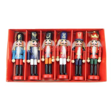 Set of 6 Christmas Wooden Nutcracker Soldier with Weapons ornament ...