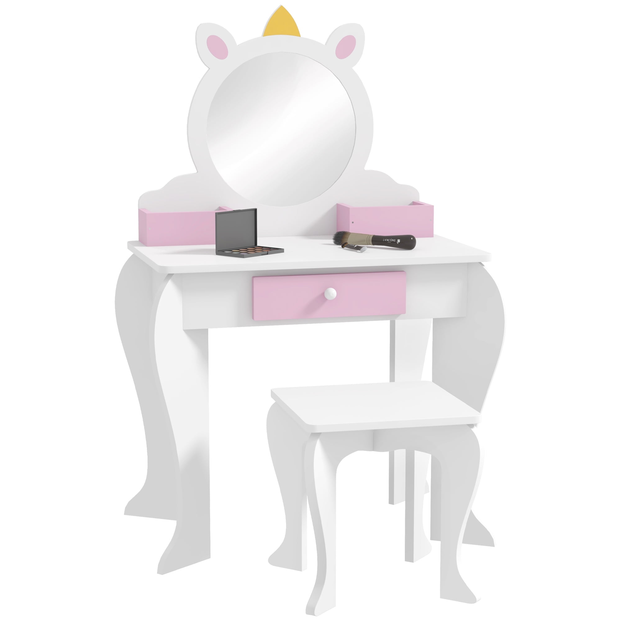 Click here for Qaba Coiffeuse Pour Enfants Avec Miroir Et Taboure... prices