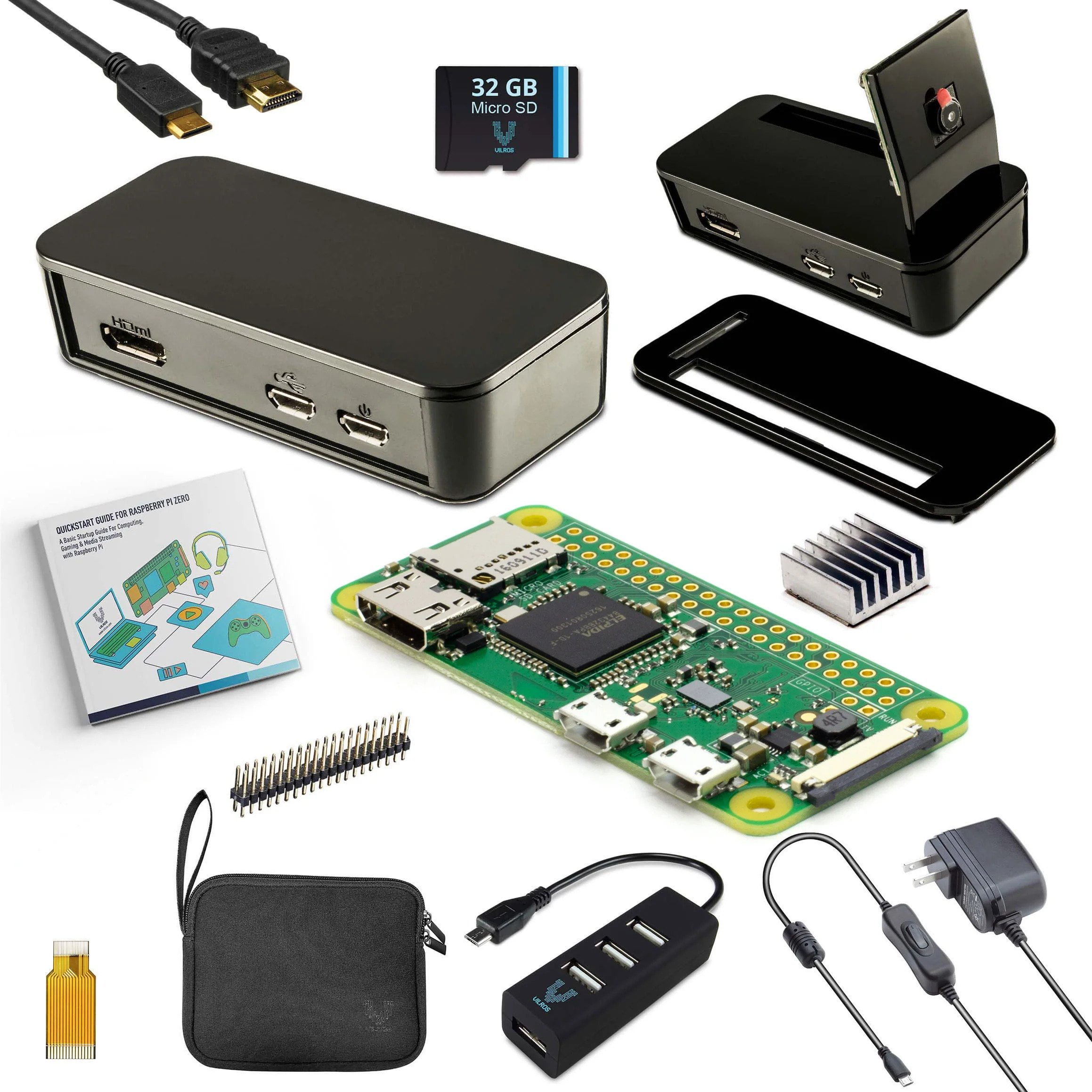Vilros Raspberry Pi Zero W Complete Starter Kit With Non Soldered ...