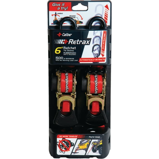 Caliber 13412 Auto Retractable 6' Power Spring Strap with 2" Hook - 1 ...