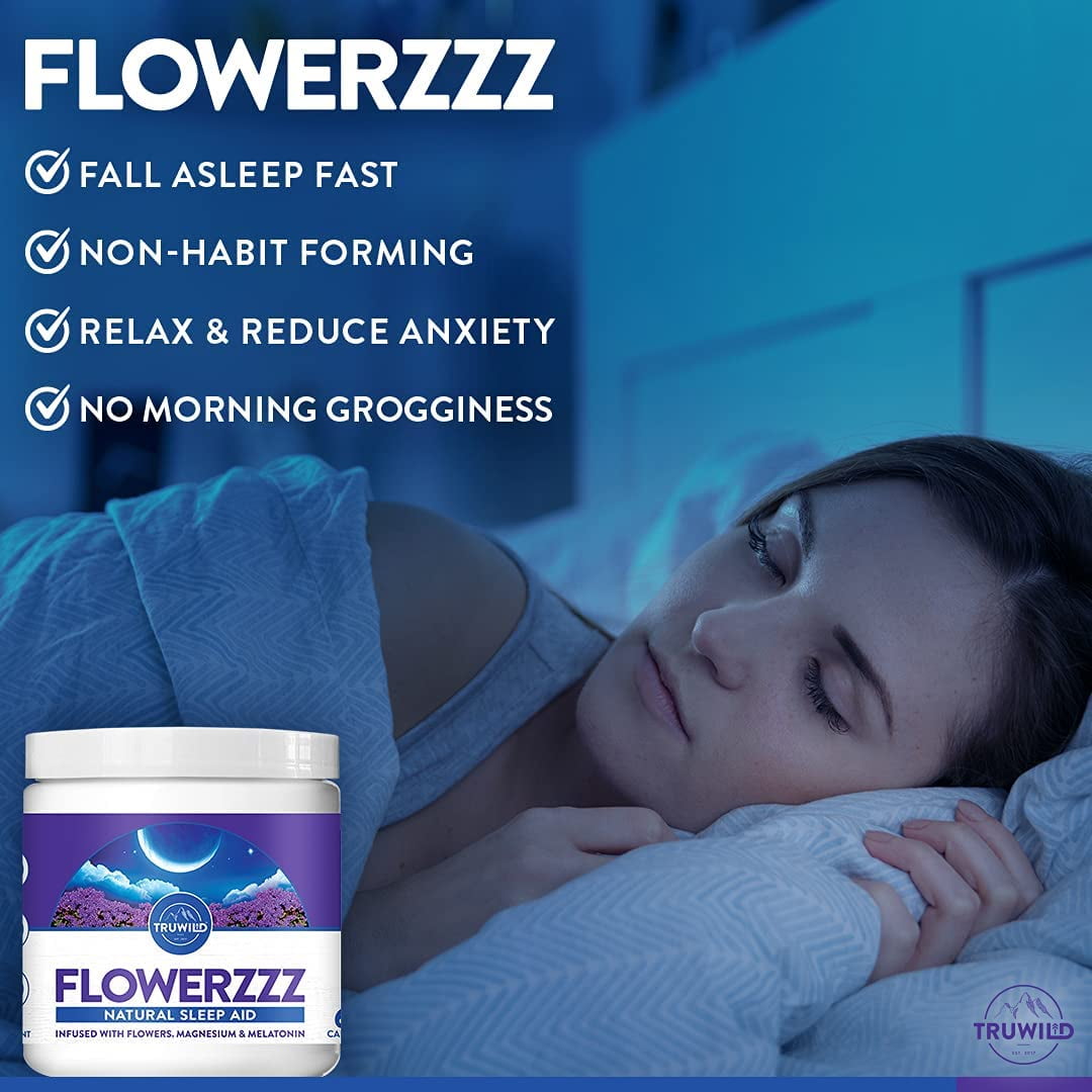 TRUWILD FlowerZZZ Natural Herbal Sleep Aid Infused w/ Calming Flowers ...