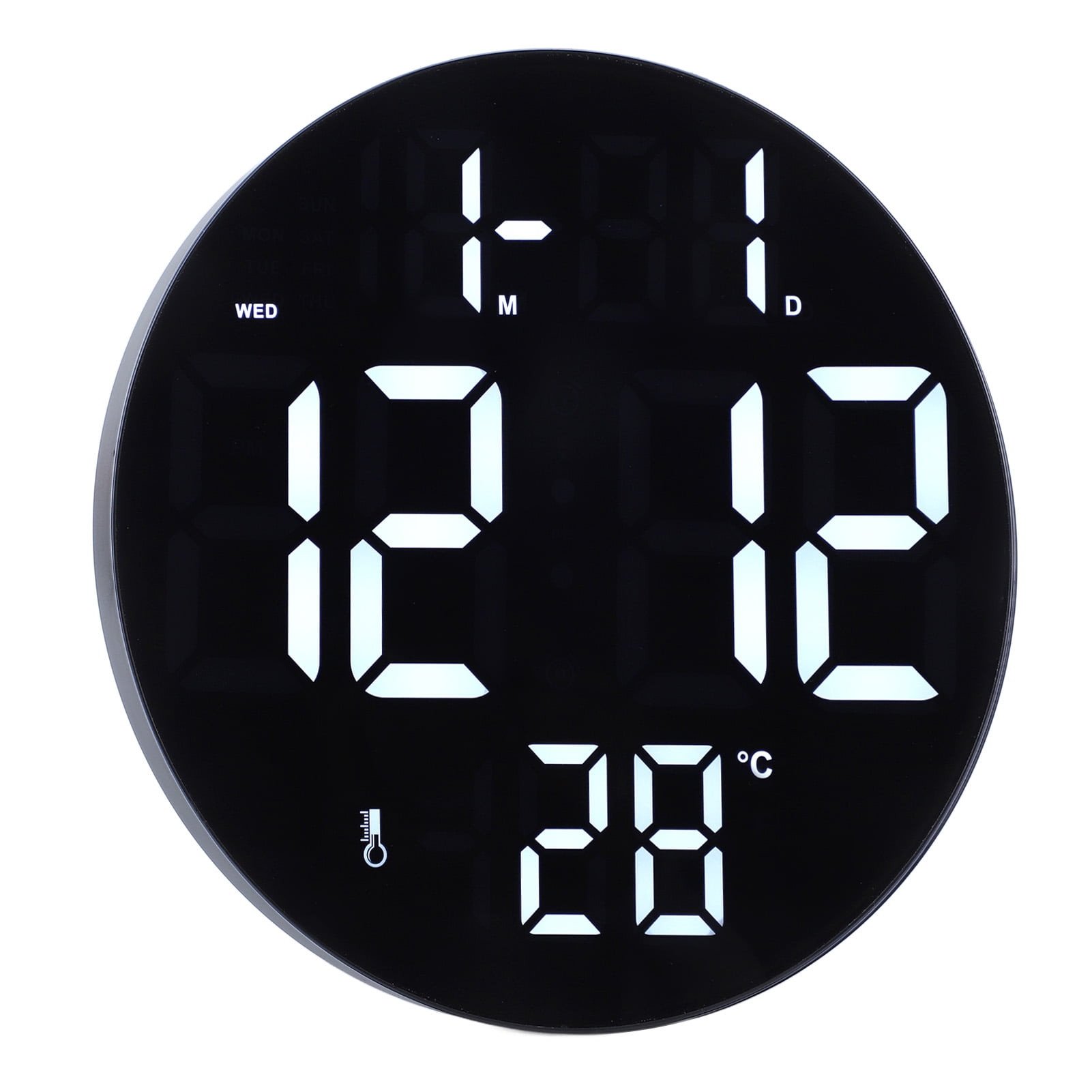 Wall Mounted Digital Clock, Round Digital Wall Clock 12/24Hr Multiple ...
